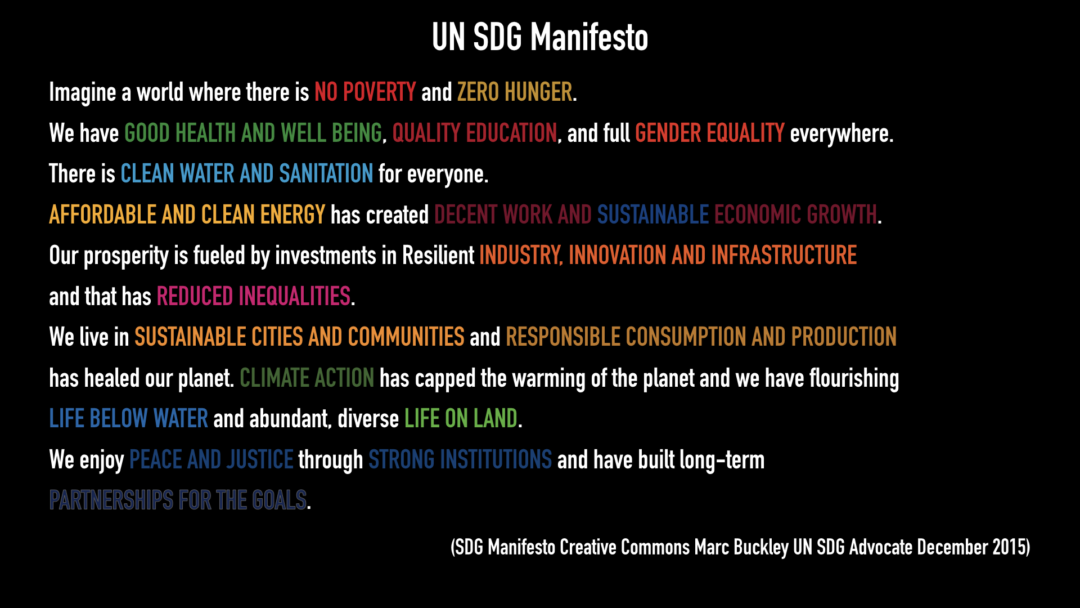 UN SDG Manifesto - Marc Buckley Earth